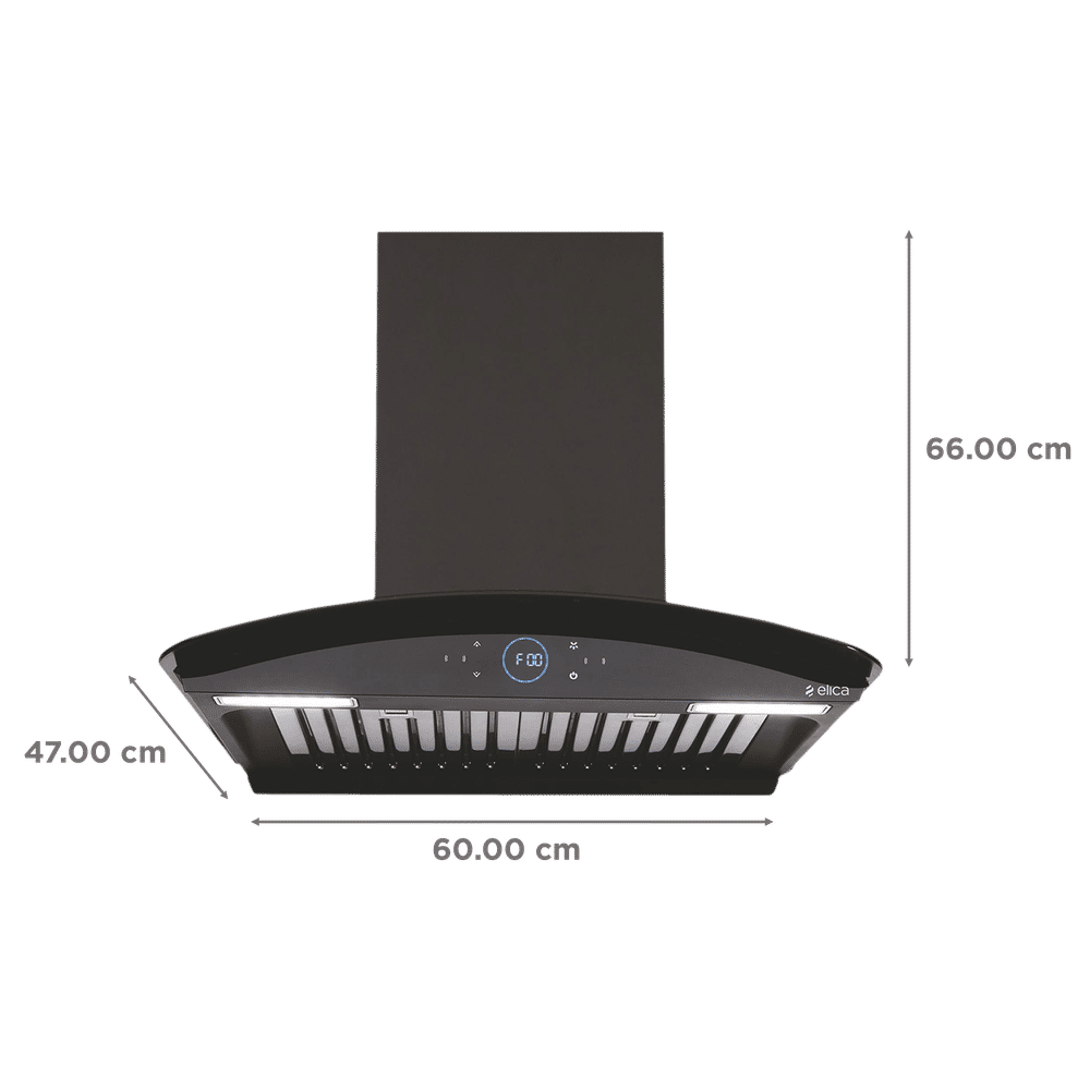 Buy elica ISMART GLACE HAC BF LTW 60 NERO 60cm 1425m3/hr Ducted Auto Clean Wall Mounted Chimney ...